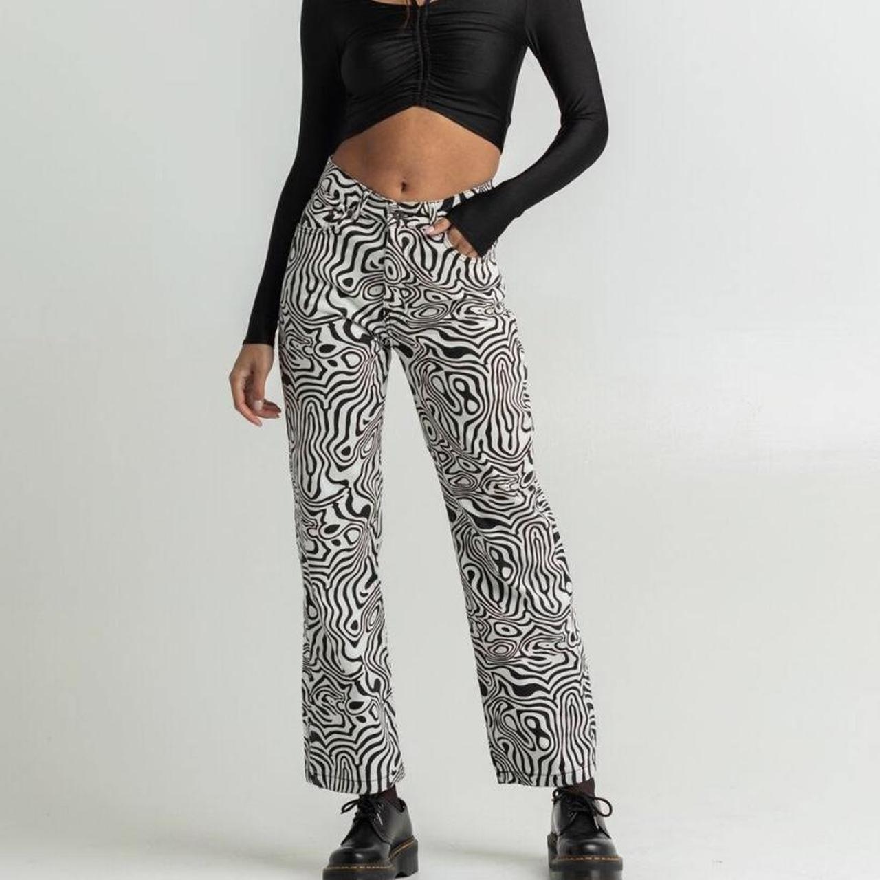 RAGGED black and white marble jeans - Depop