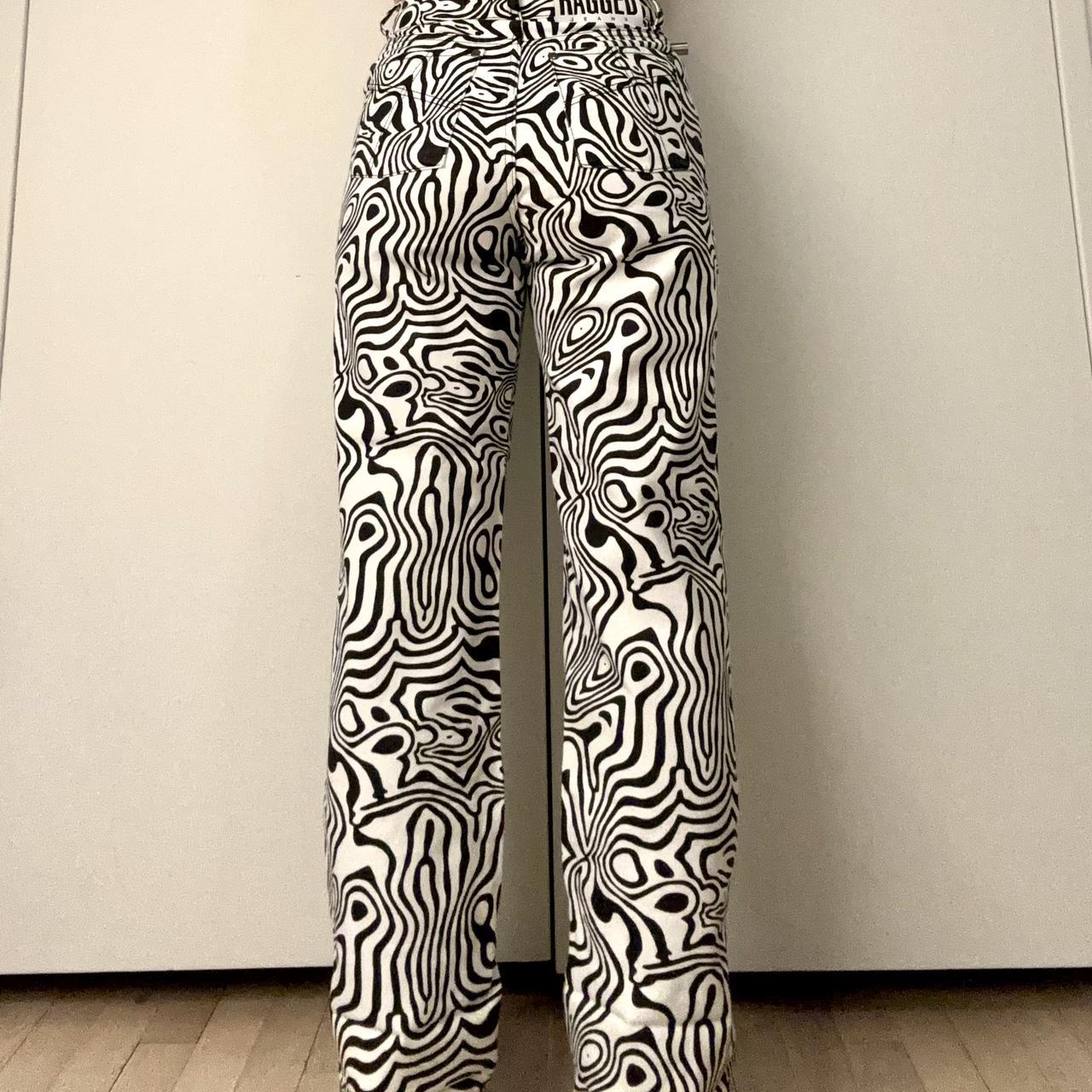 RAGGED black and white marble jeans - Depop