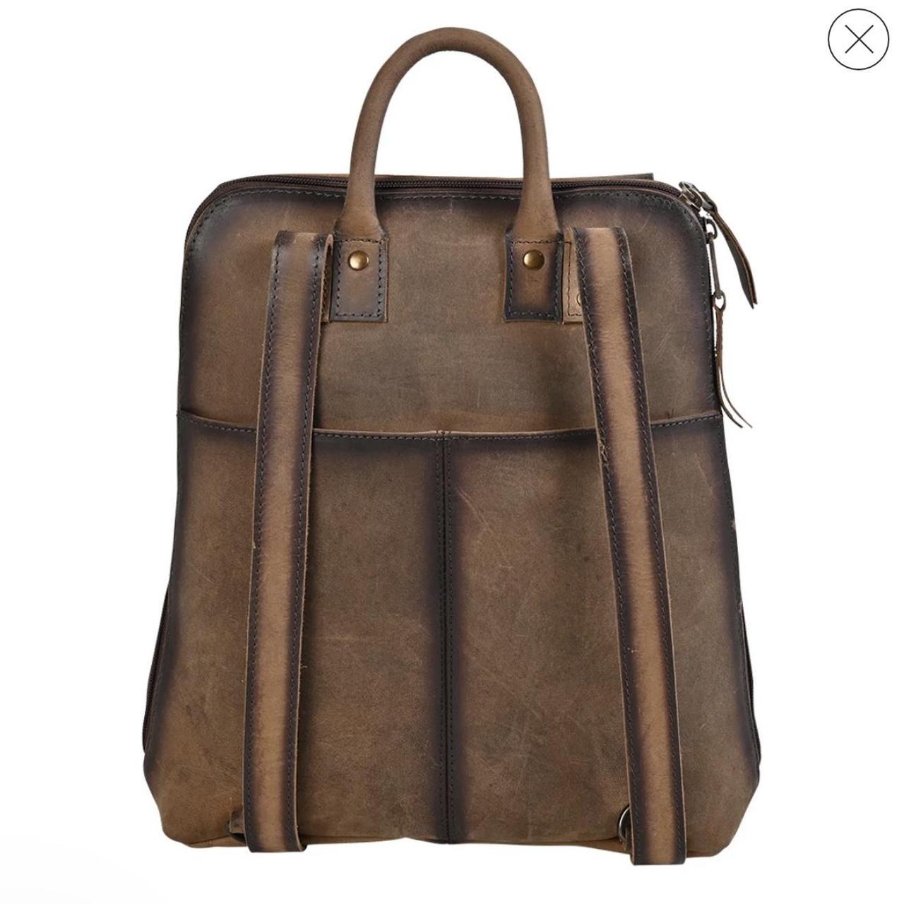 sts ranchwear brown leather backpack with cowhide... | Depop