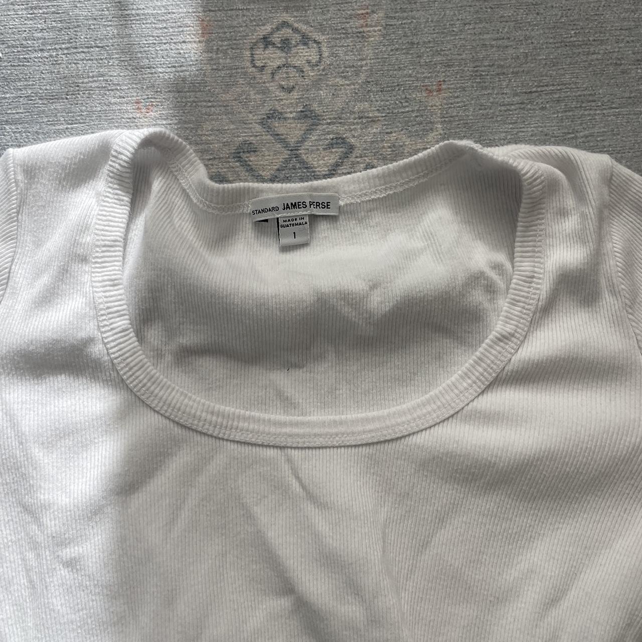 James Perse size 1 quarter sleeve cotton white... - Depop