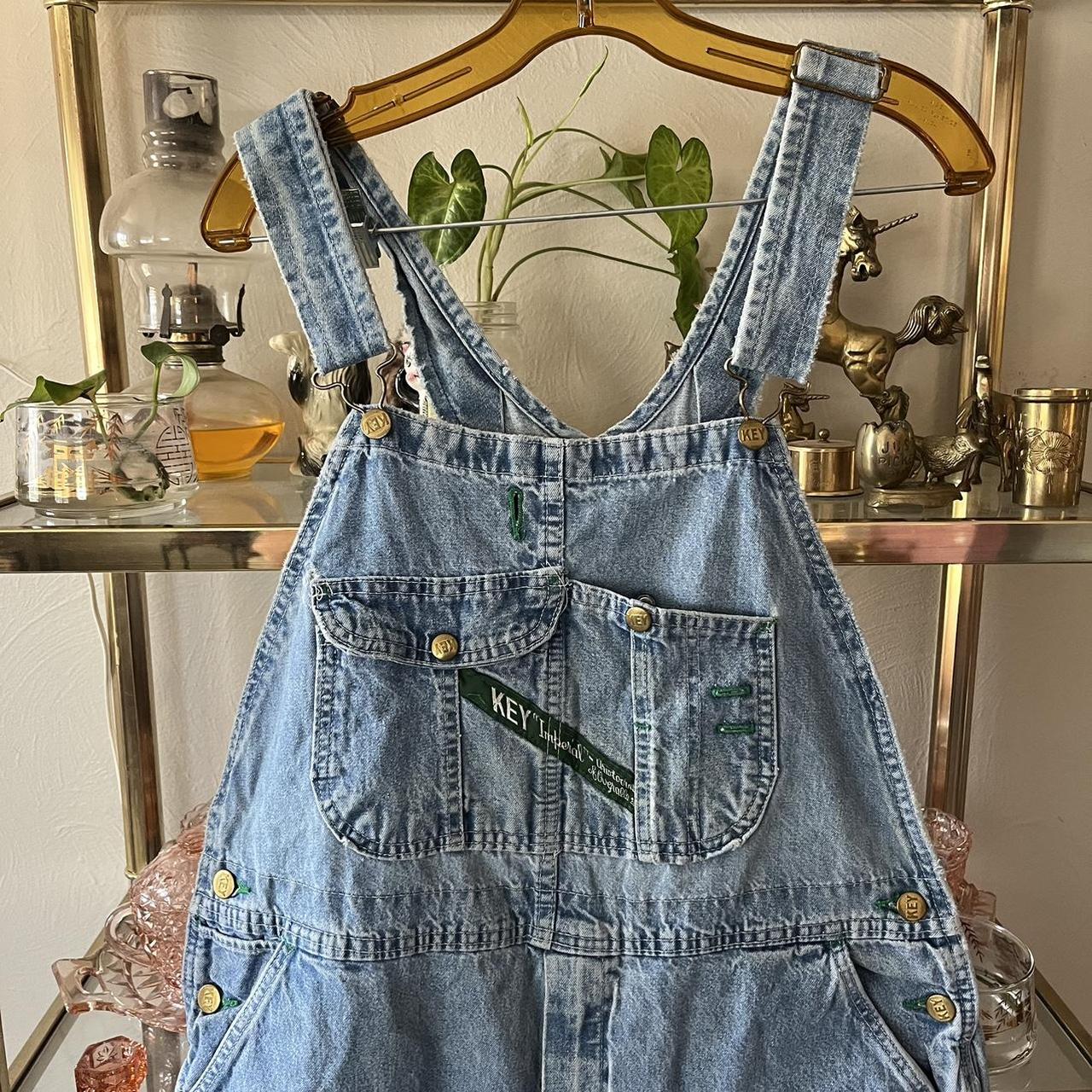 Ladies ultra rare vintage Key denim overalls skirt.... - Depop