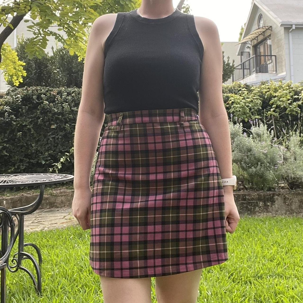 Princess Highway Pink Tartan Skirt With Silk Lining Depop