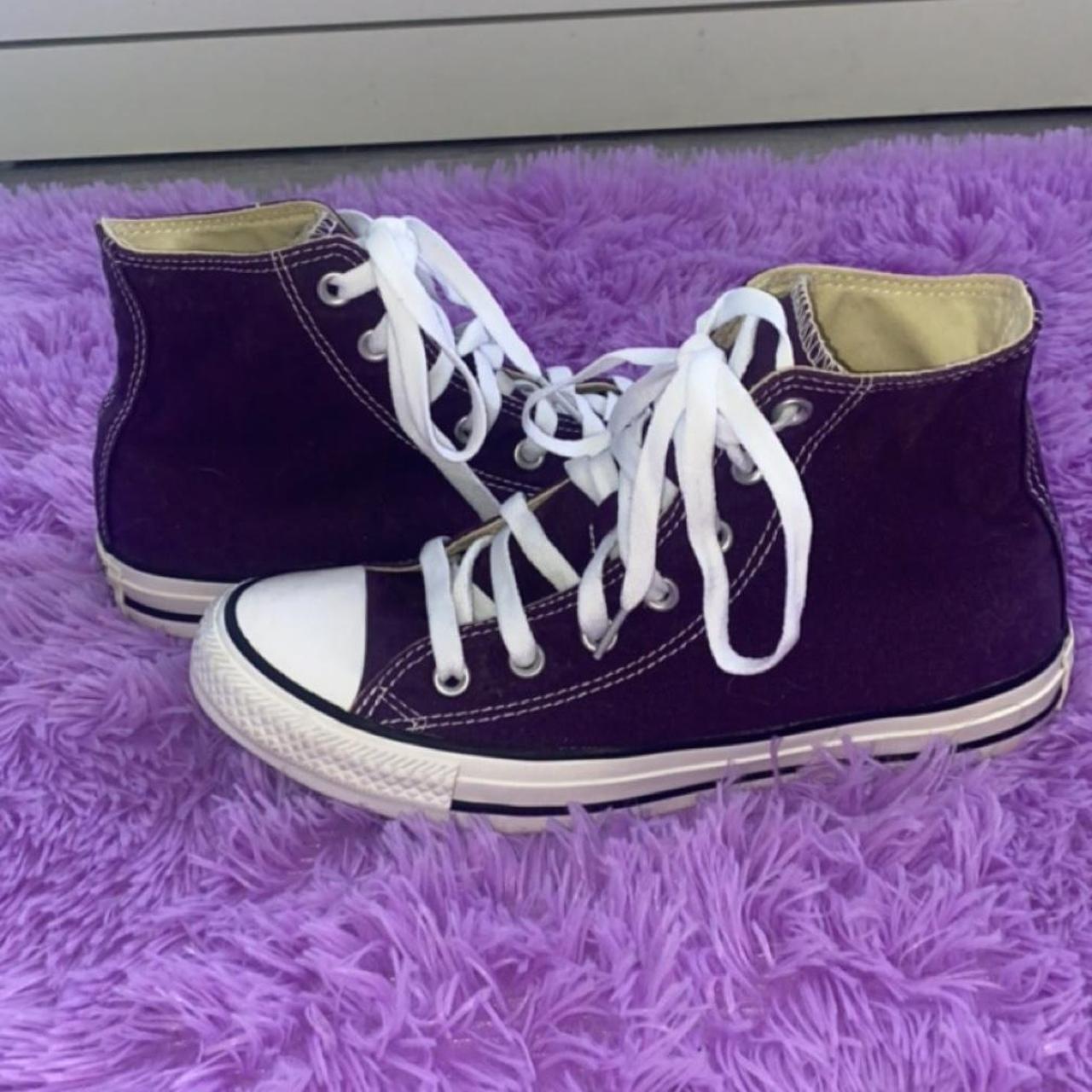 Converse Classic Purple Hi Top Shoes Worn maybe... - Depop