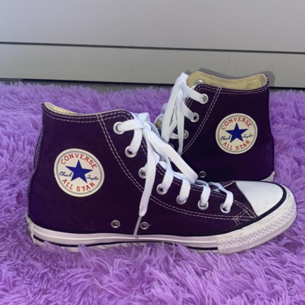Converse Classic Purple Hi Top Shoes Worn maybe... - Depop