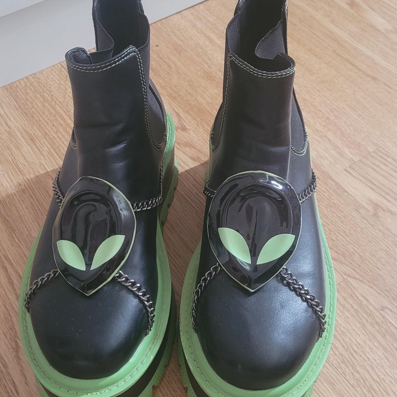 Cool black and green Alien platform ankle boots... - Depop