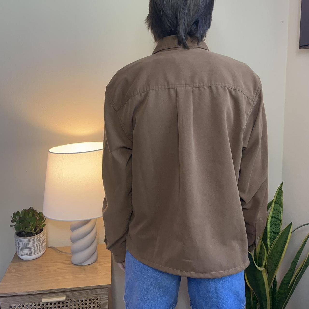 Vintage caramel color cropped button up suede shirt.... - Depop