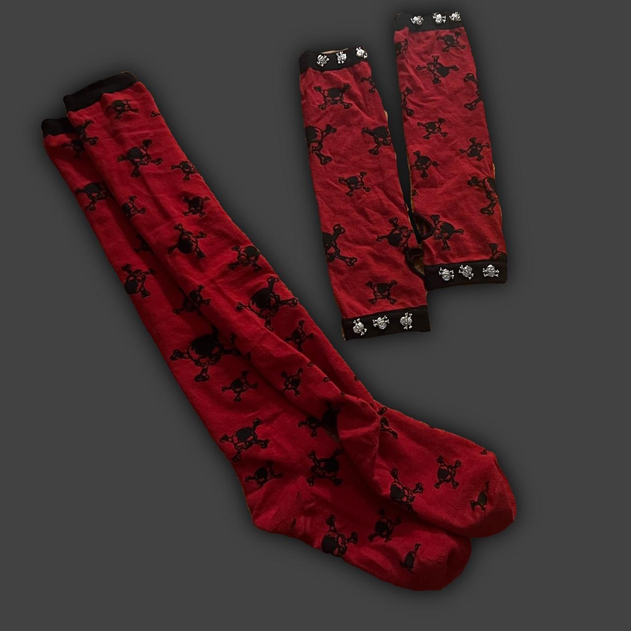 red & black emo gloves & sock set worn once... - Depop