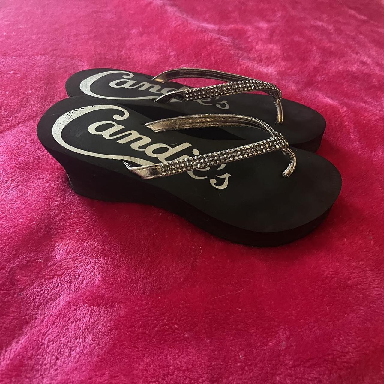 vintage 2000s candies platform flip flops size:... - Depop