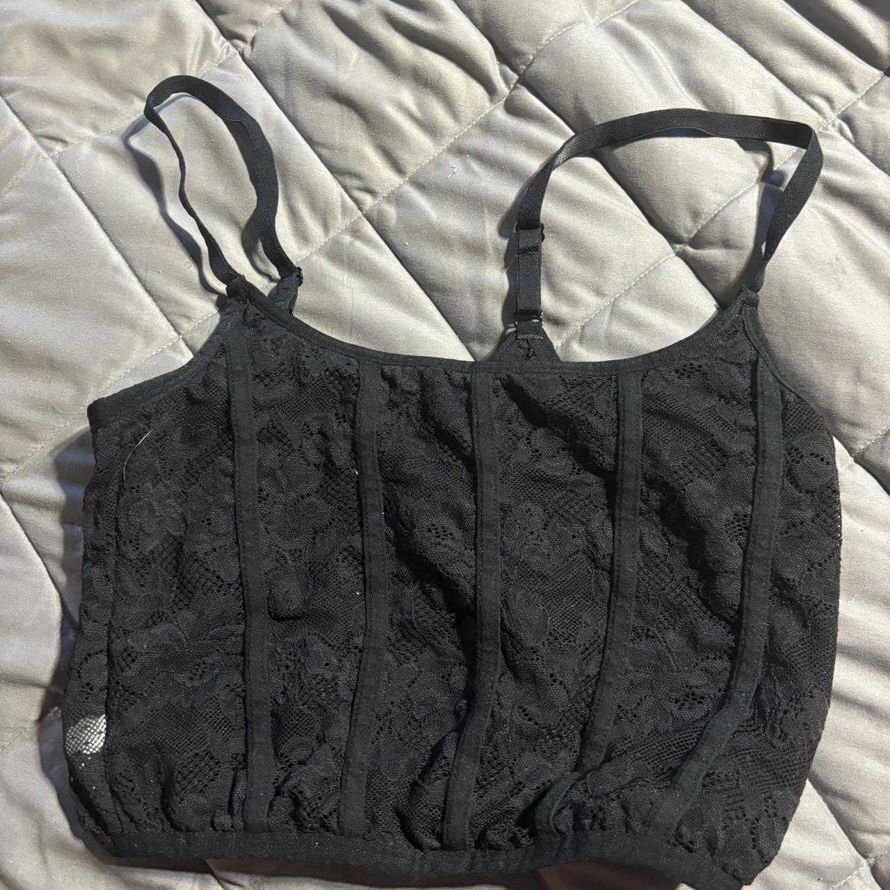 colsie black lace going out top. see through in... - Depop