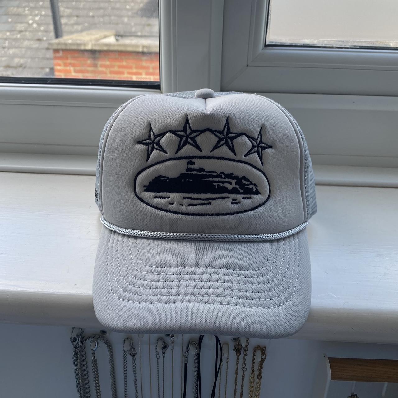 Corteiz Men's Black and Grey Hat | Depop