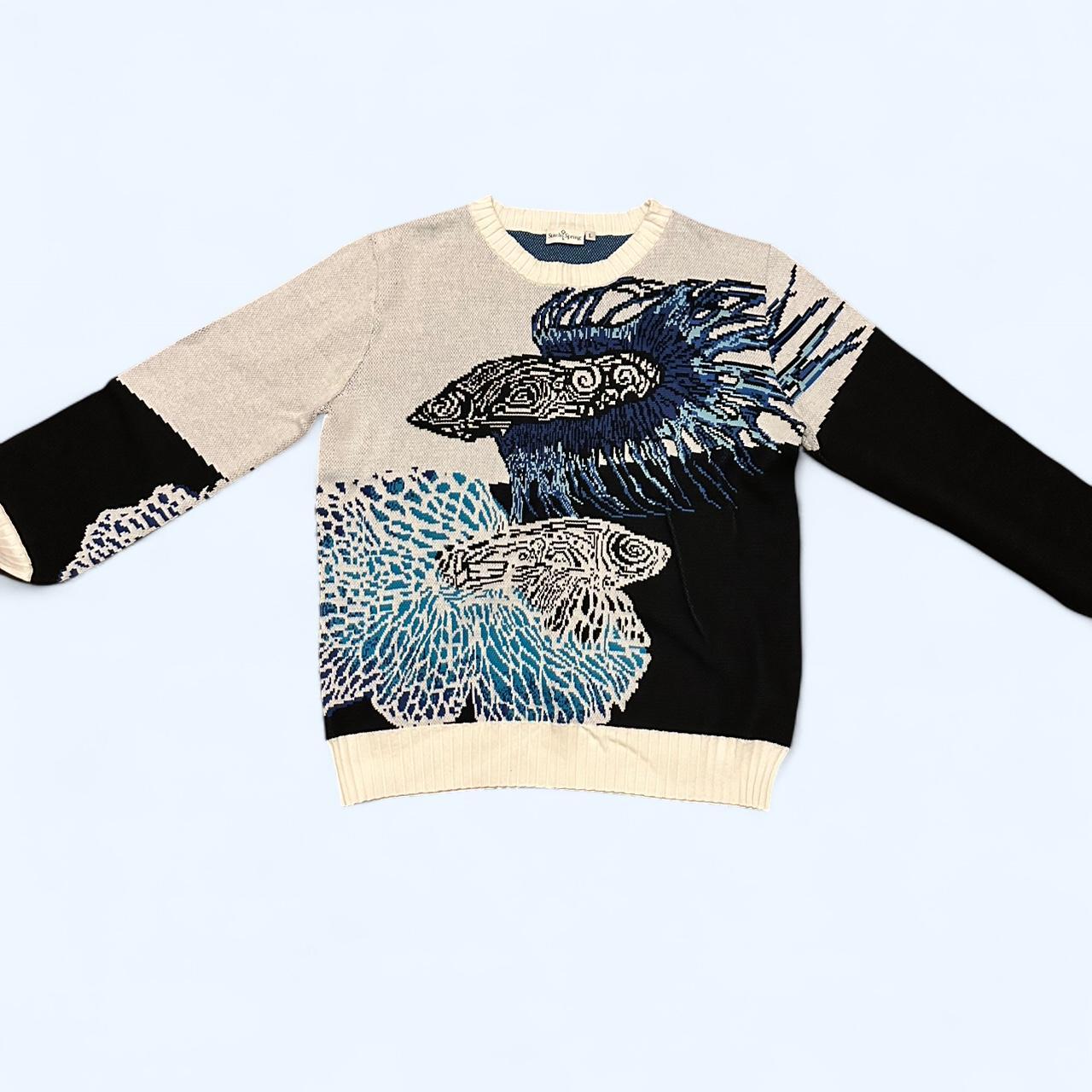 Stitch Spring JJK beta fish jacquard sweater Size:... | Depop