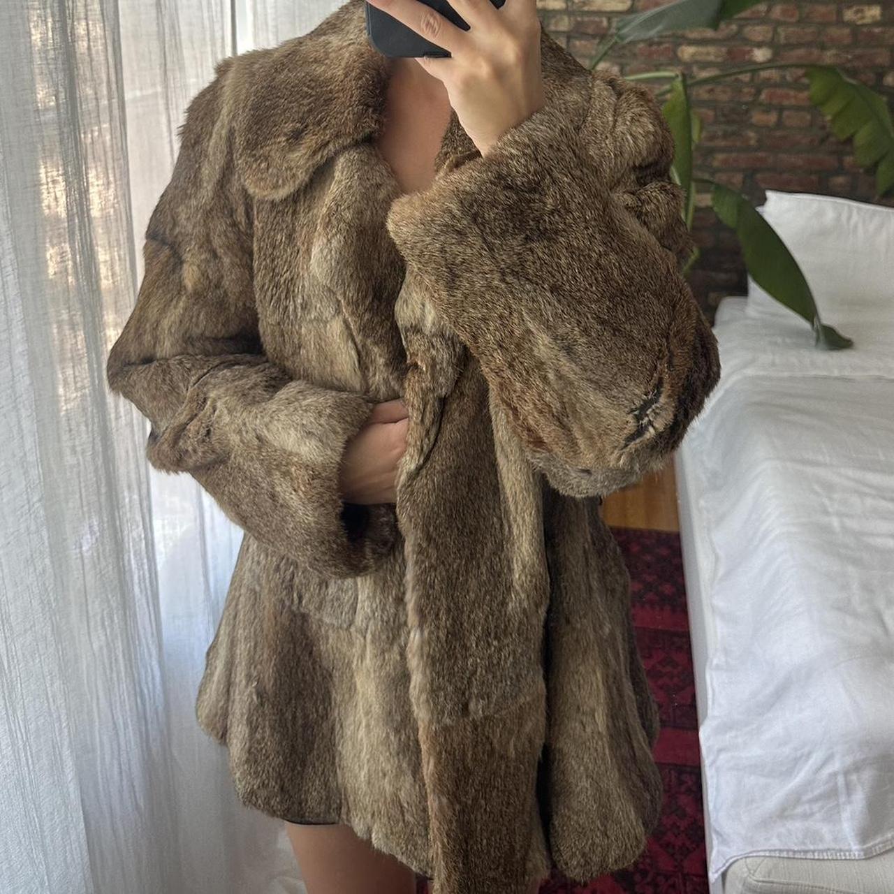 Vintage rabbit fur coat #fur #furcoat #vintagecoat - Depop
