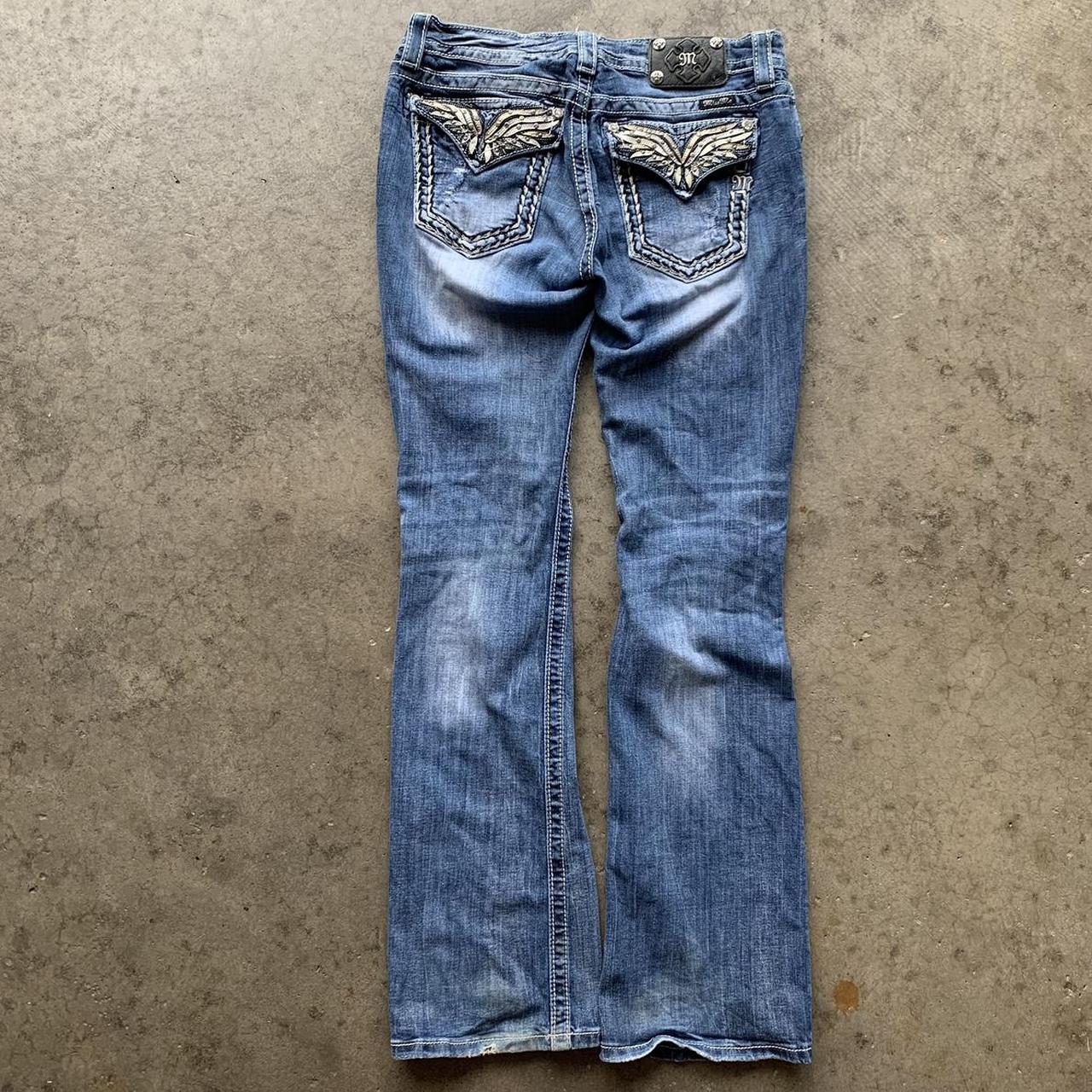 Y2K BEDAZZLED MISS ME BOOTCUT JEANS 30x30 bit worn... - Depop