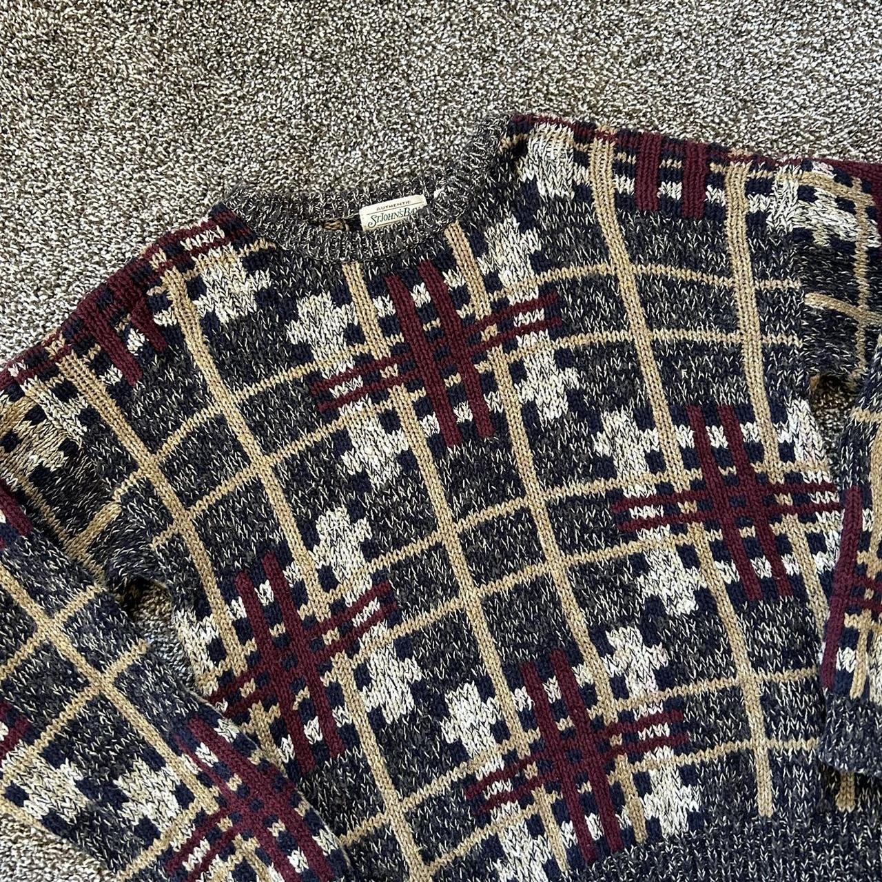 VINTAGE FUNKY PATTERN COOGI STYLE GRANPA... - Depop