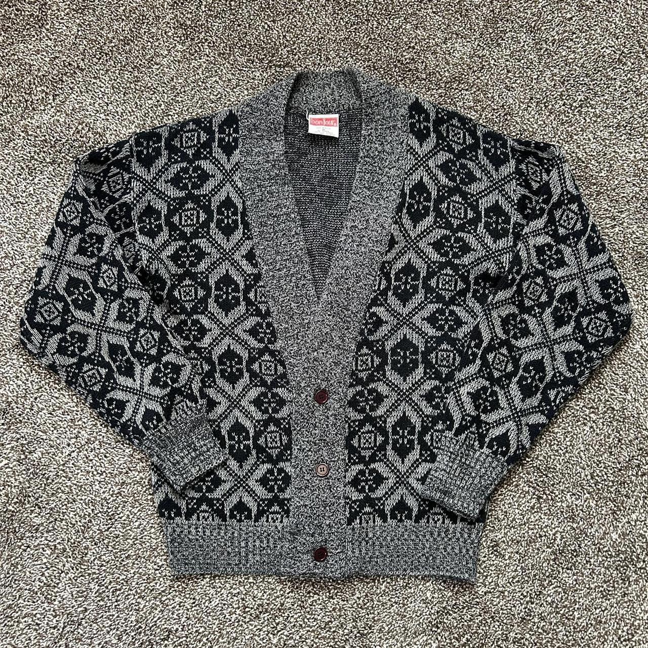 VINTAGE PATTERN KOREAN ACRYLIC CARDIGAN medium no... - Depop