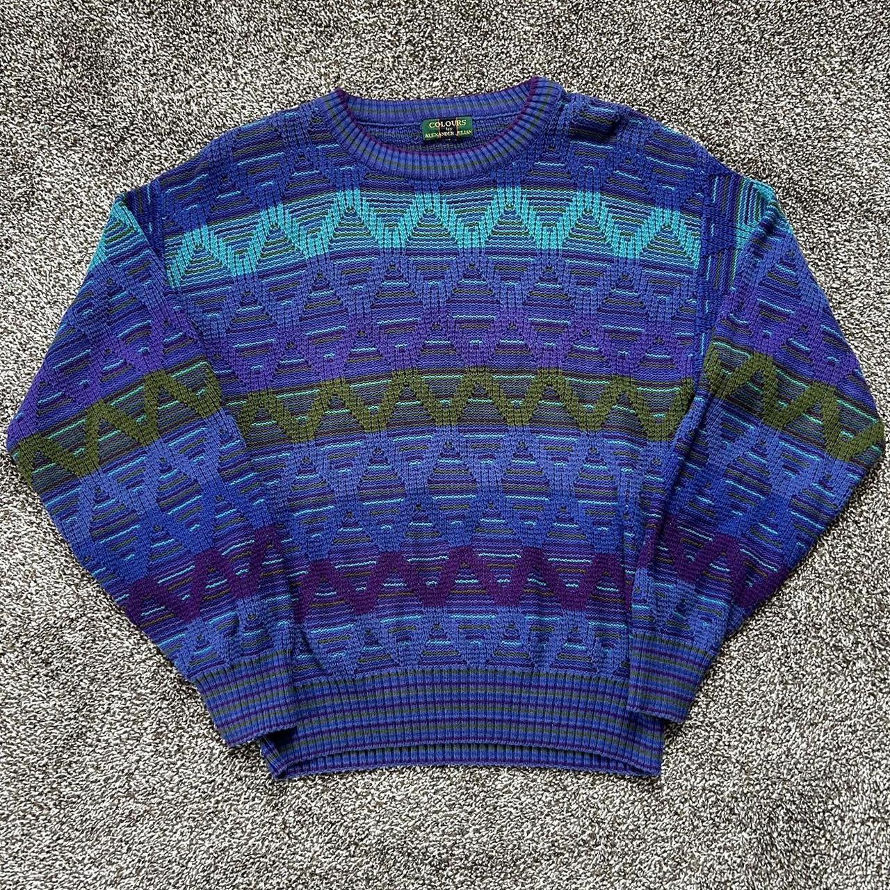 VINTAGE MULTI COLORED COOGI STYLE SWEATER fits a... - Depop