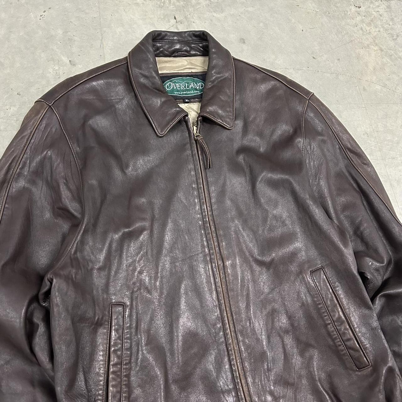 VINTAGE 90s BROWN OVERLAND LEATHER... | Depop