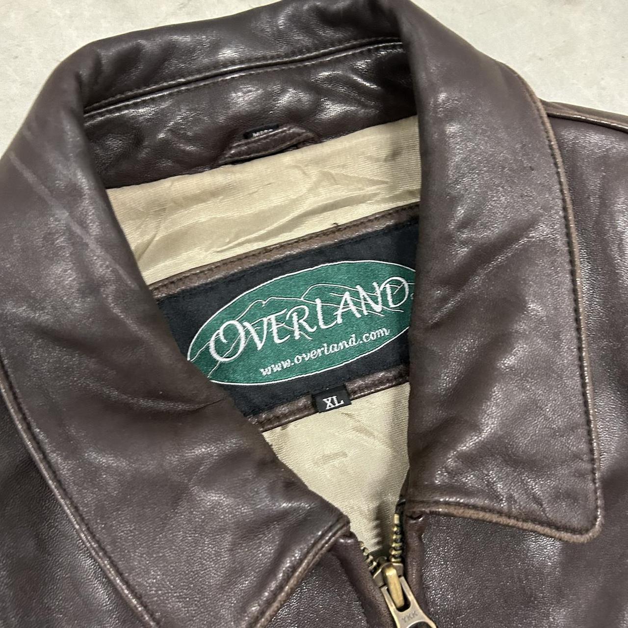 VINTAGE 90s BROWN OVERLAND LEATHER... | Depop