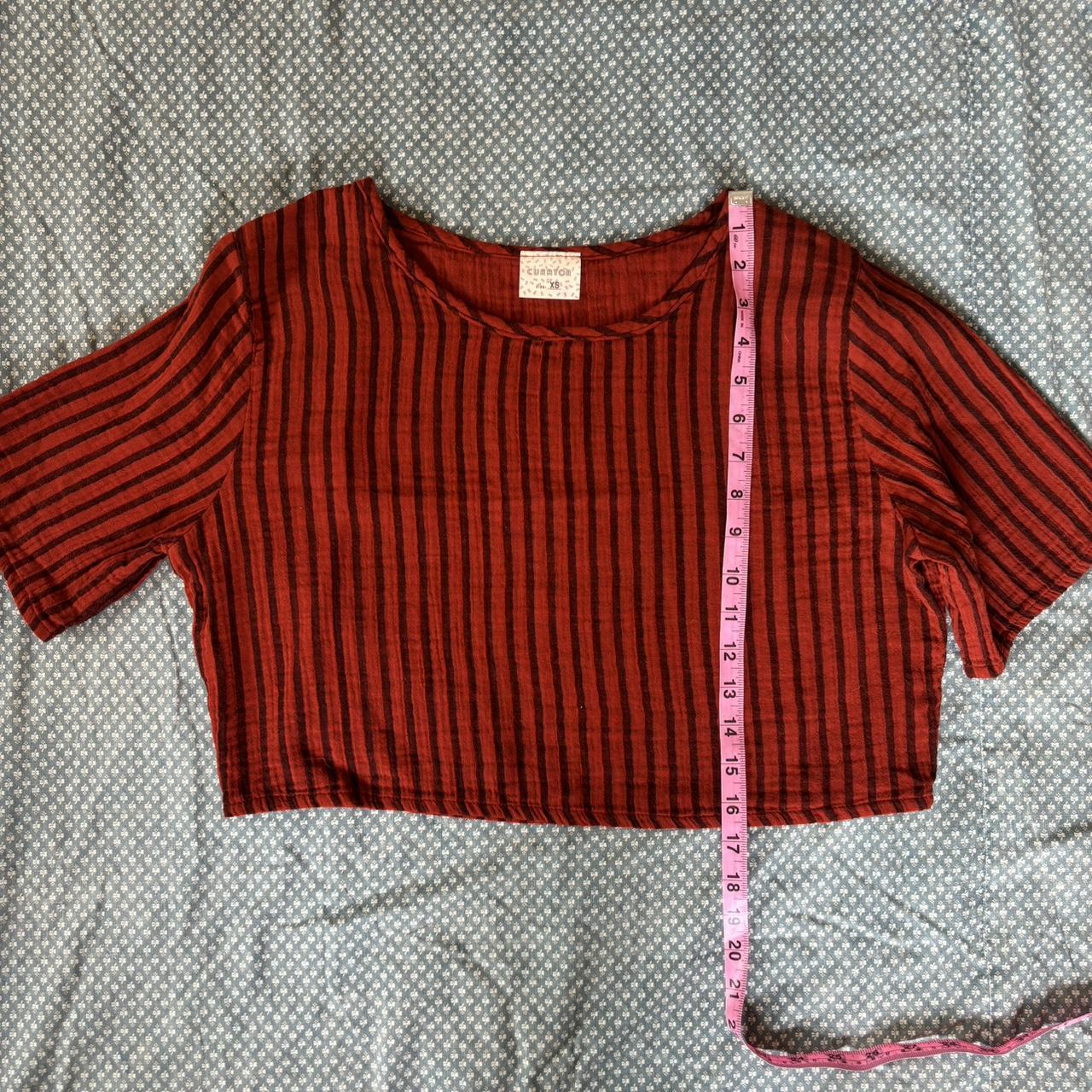 Vertical striped linen crop top from curator SF a... - Depop