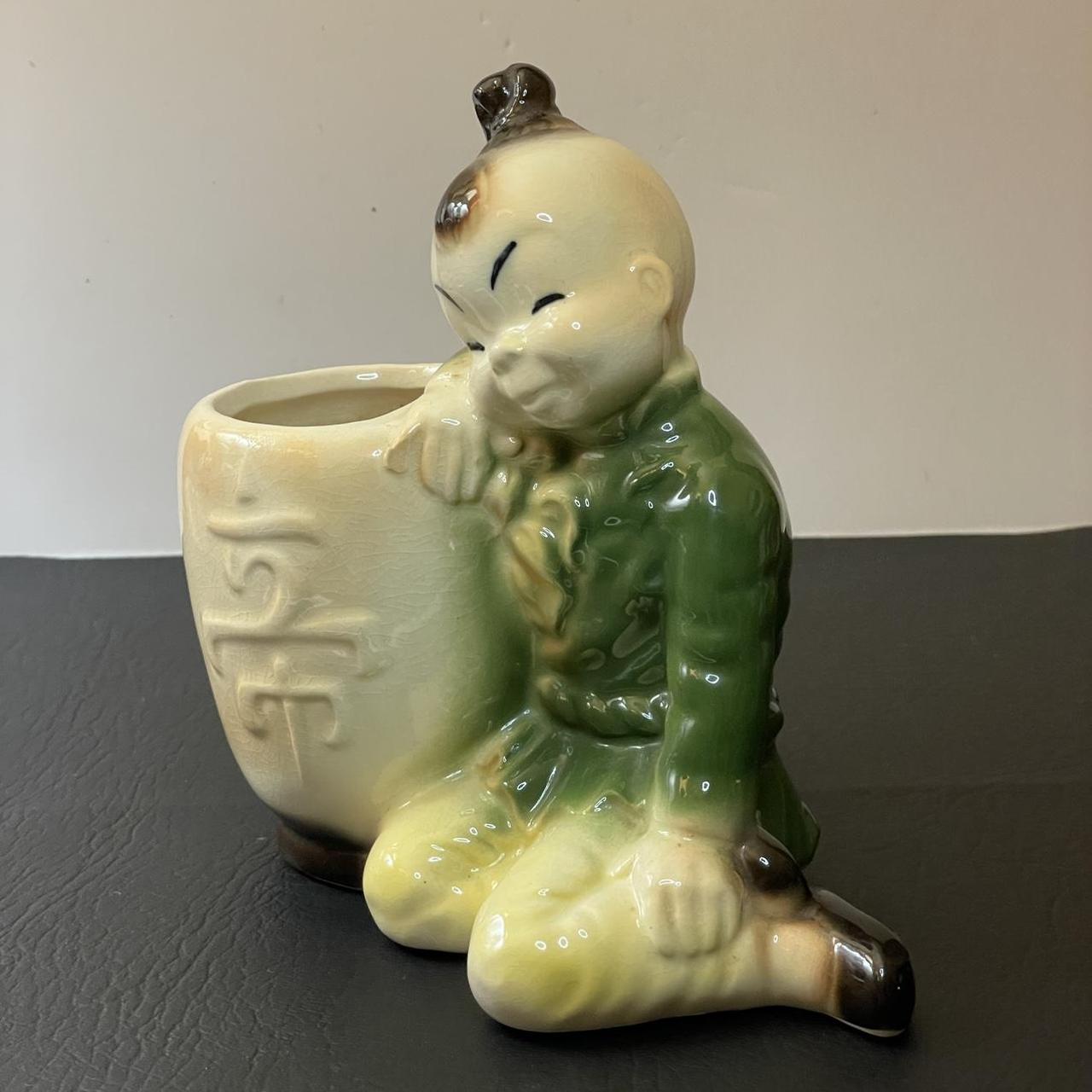 Vintage Royal Copley Pottery Planter Asian Boy... | Depop