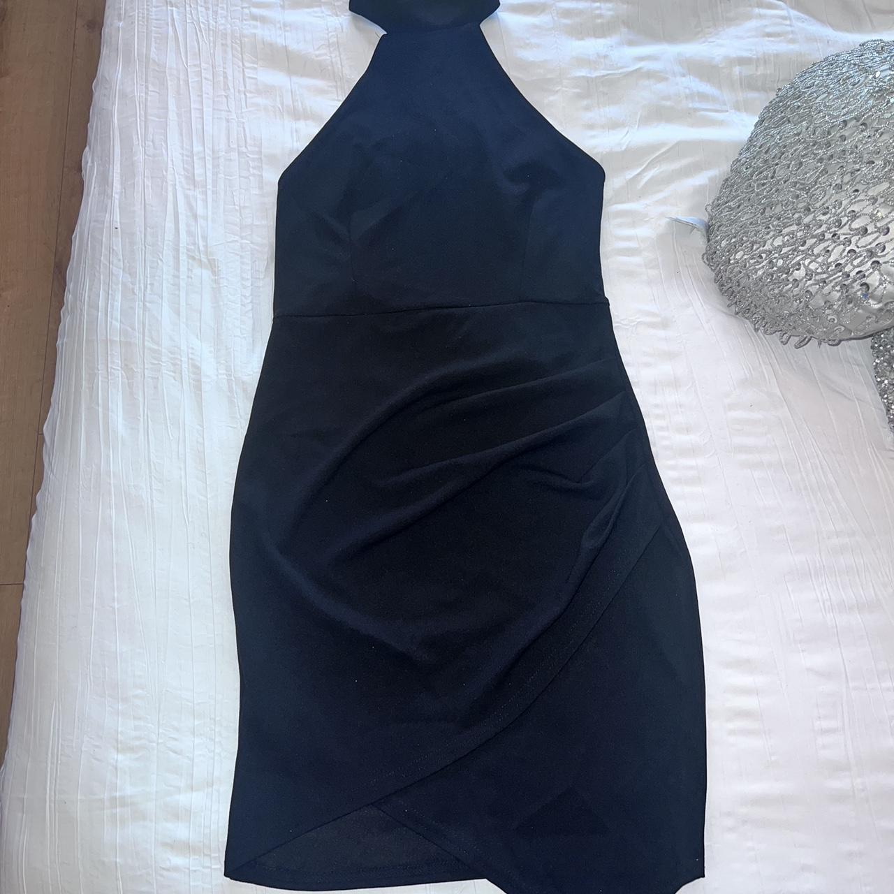 Black halter neck body on dress with front detailing... - Depop