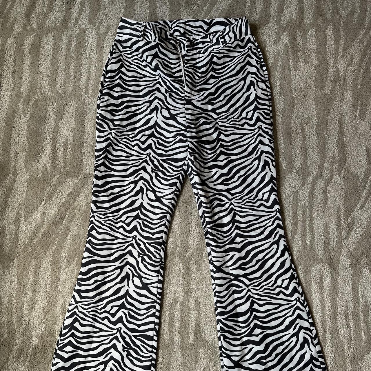 zebra flare pants - Depop