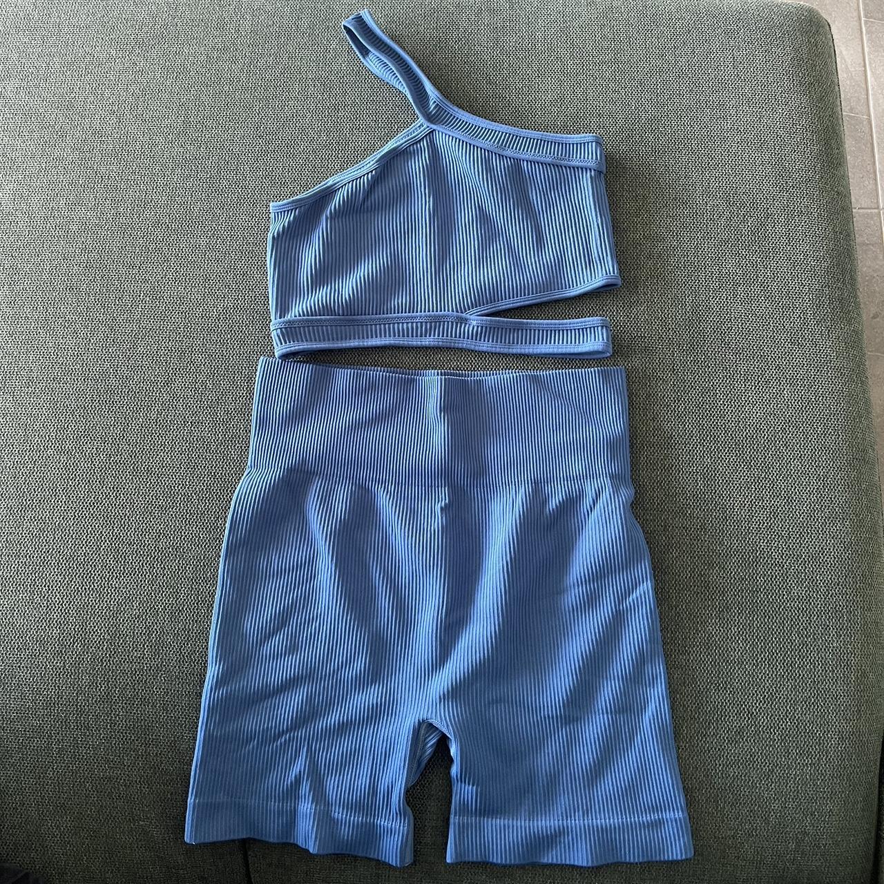 Blue gym set Worn once, perfect condition - Depop