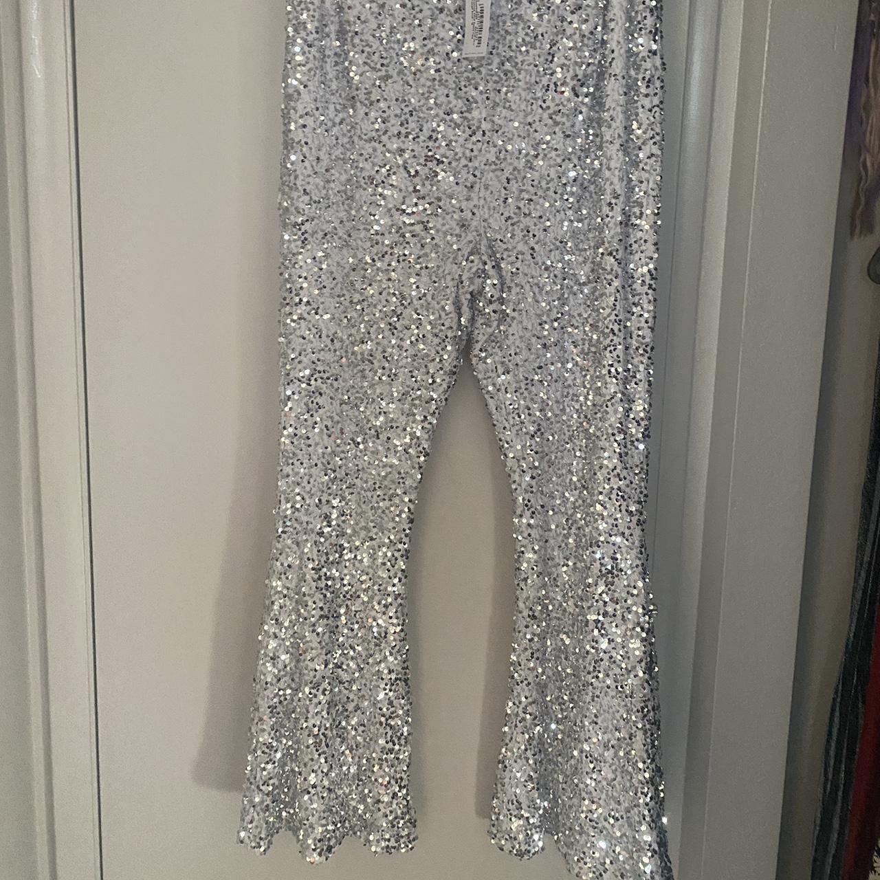 Plus size Silver sequin bell bottoms Size 1x Size... | Depop
