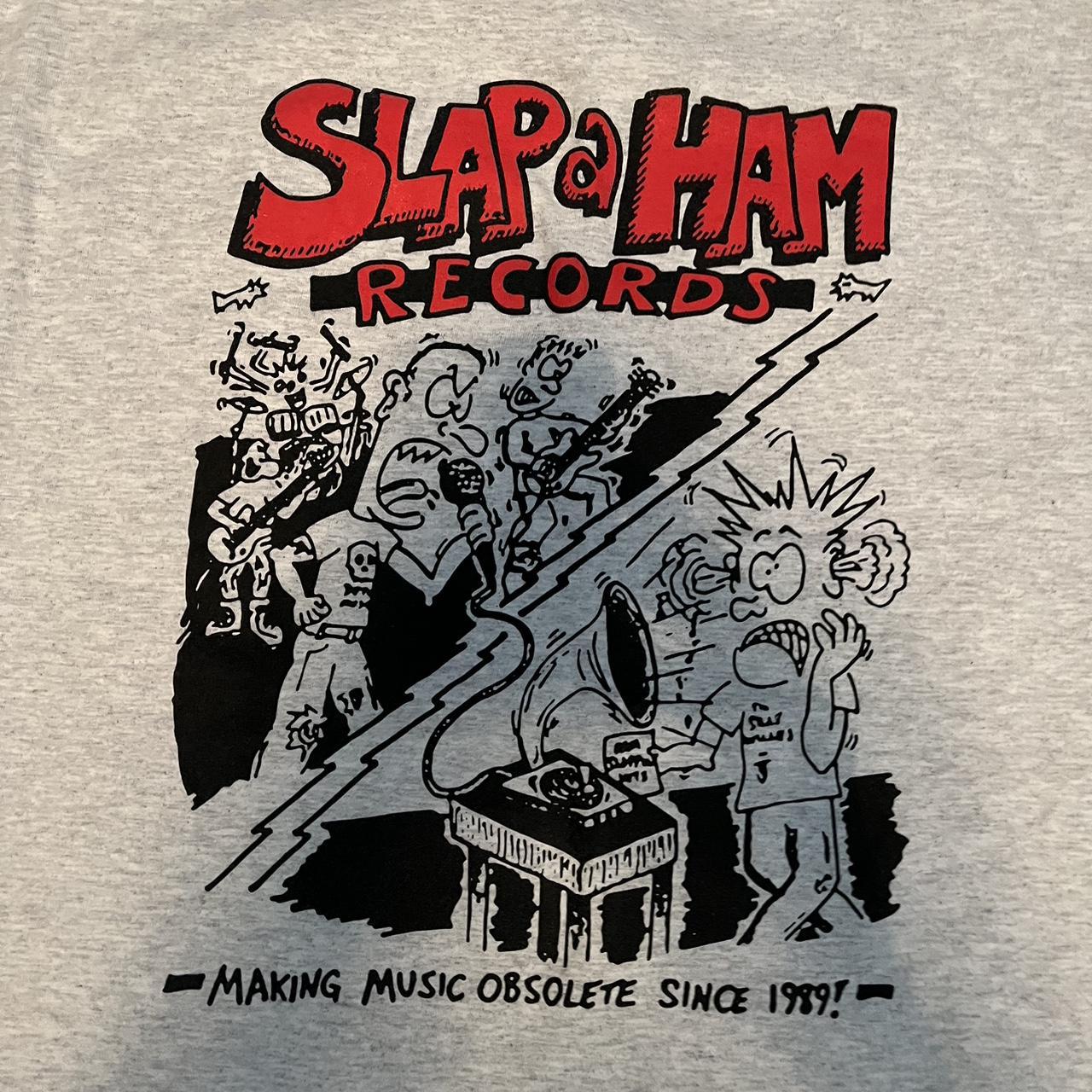 Grey slap a ham records shirt size large OPEN TO... - Depop