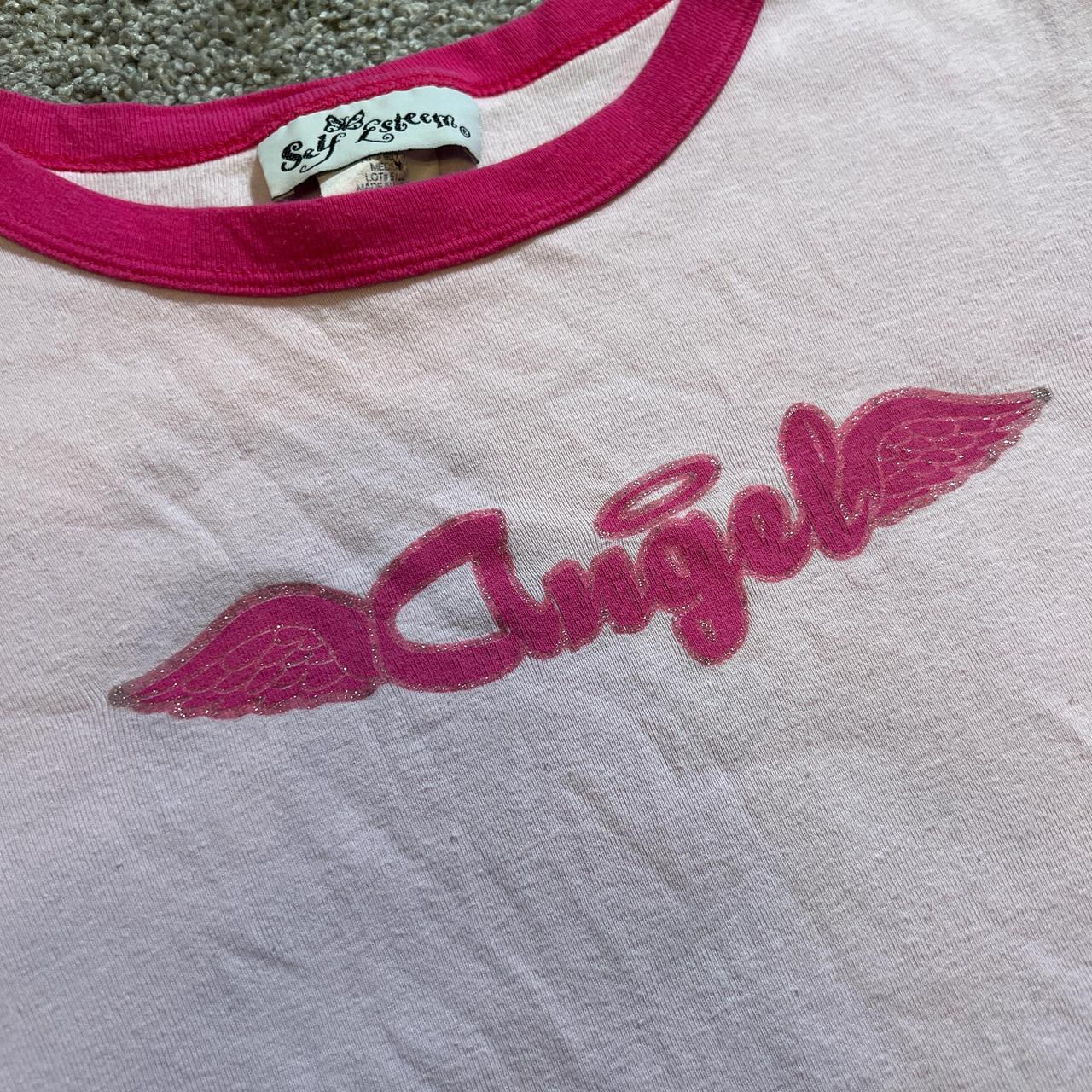 Y2K hot and baby pink ringer tee from self esteem... - Depop