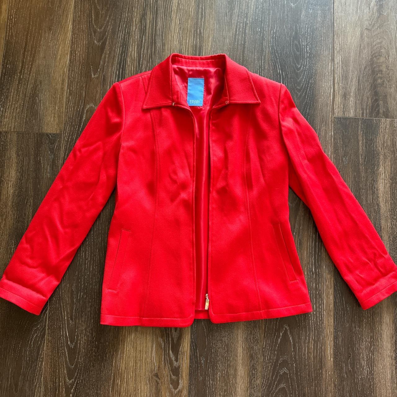 Red Escada Sport throwback zip jacket. Preloved. In... - Depop