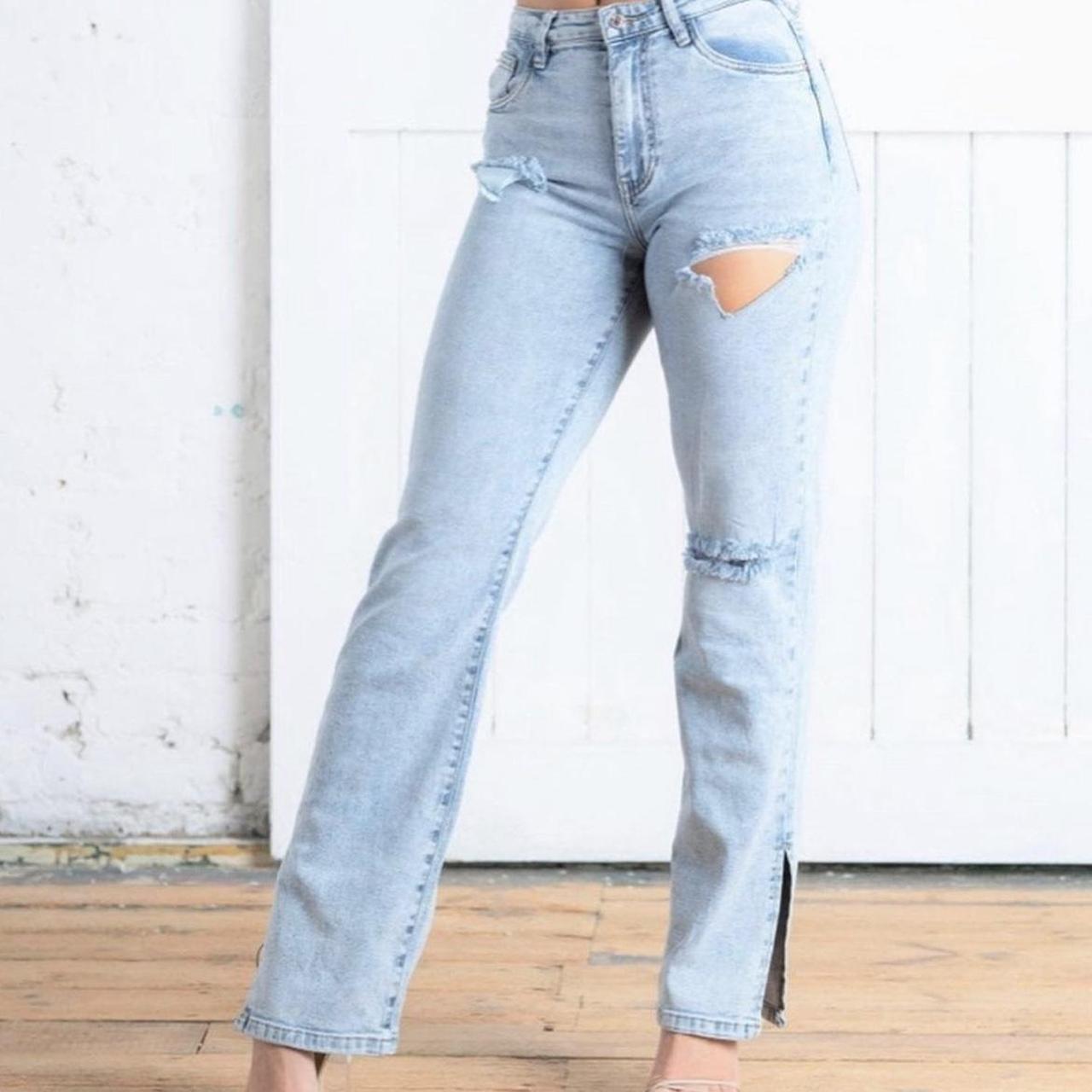 Straight leg split ripped jeans Brand new with tags... - Depop