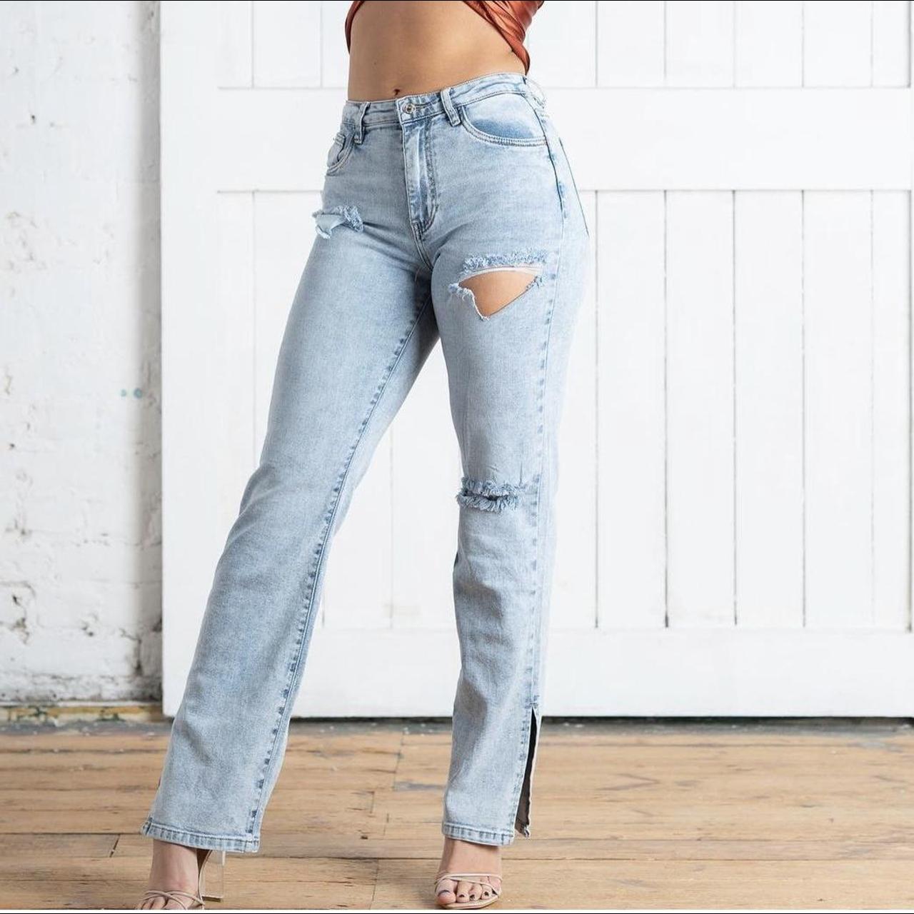Straight leg split ripped jeans Brand new with tags... - Depop