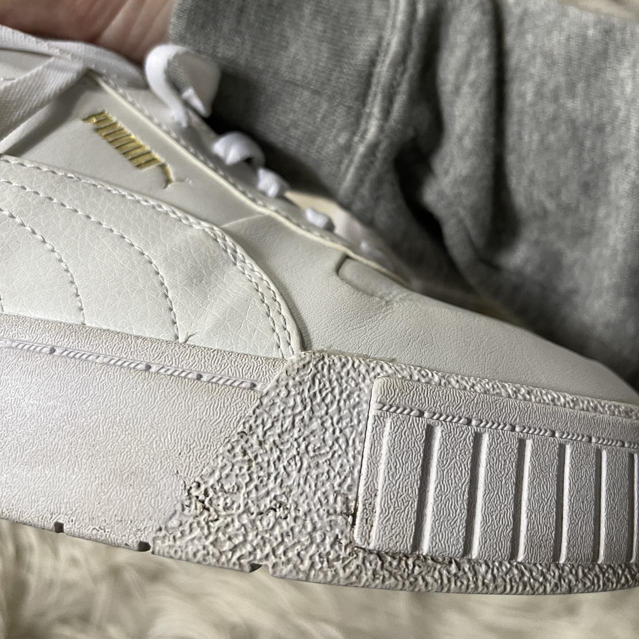 Women’s White Platform puma sneakers Size 8 slight... - Depop