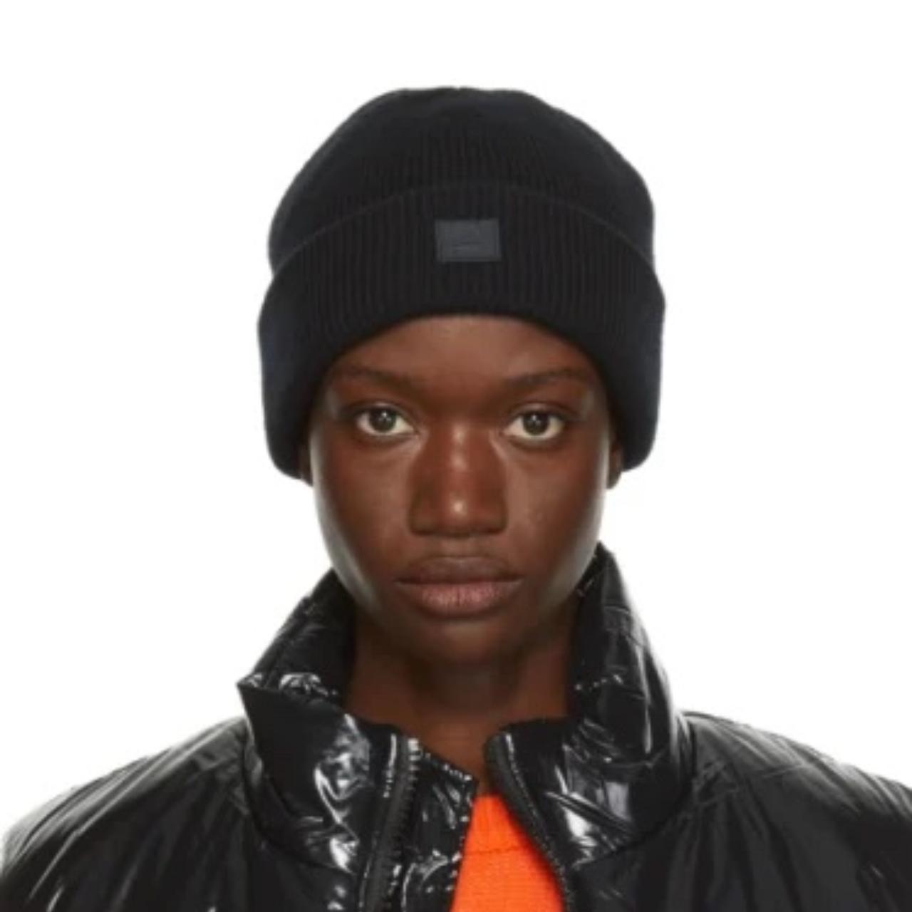 Acne Studios Black Patch Beanie Worn a few times,... - Depop