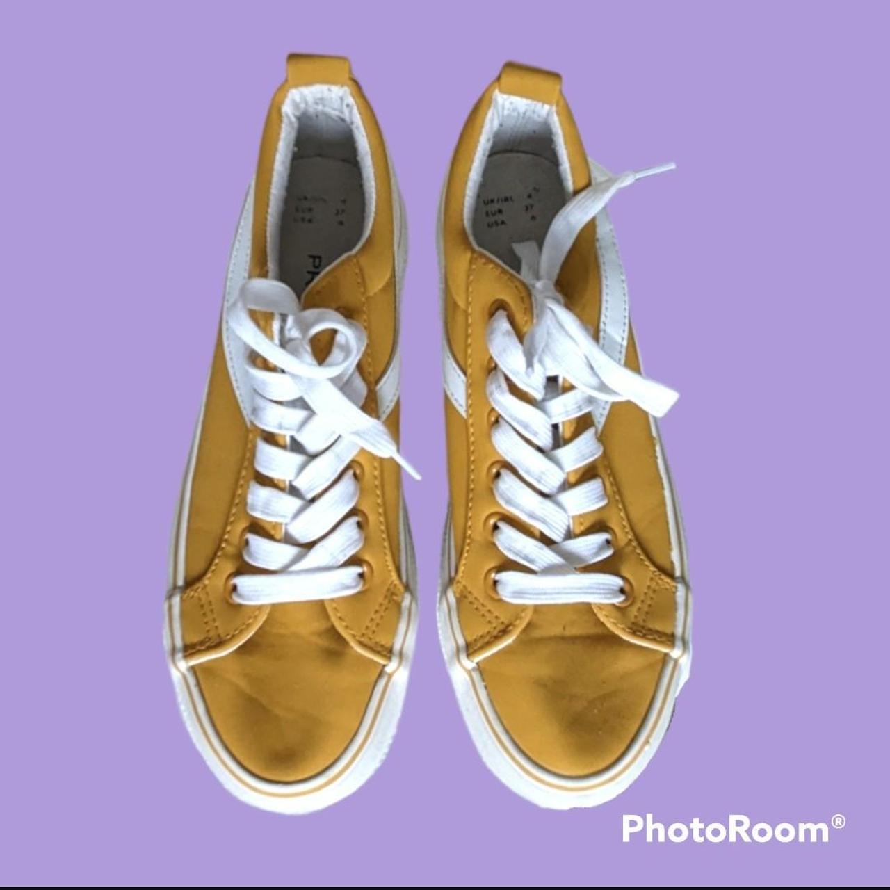 Primark Women's White and Yellow Trainers | Depop