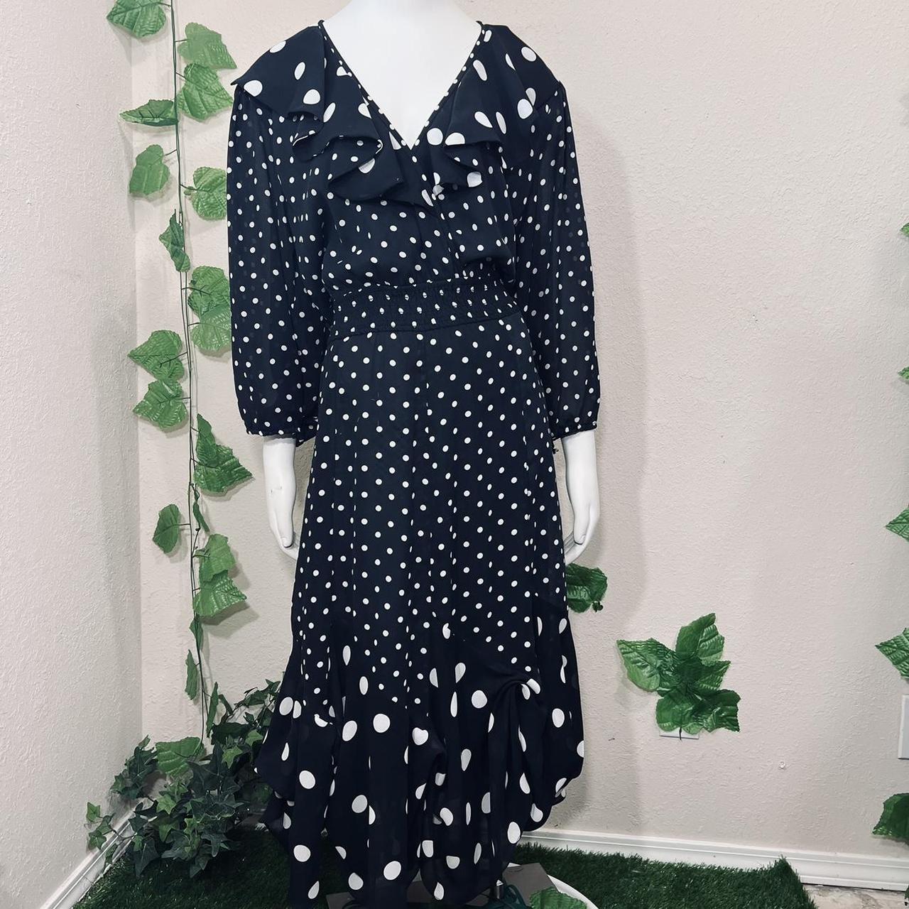 Susan Tudor Vintage Black Polkadot 1980’s Peasant... - Depop