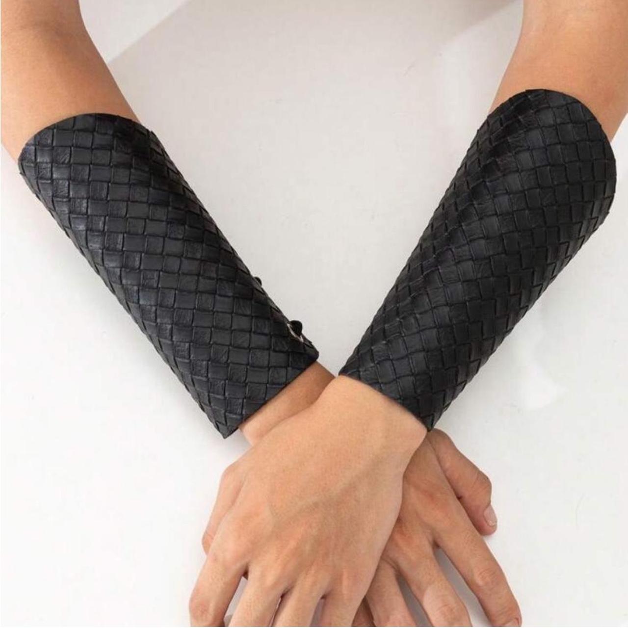 Black faux leather wrist wraps #goth #grunge Black... | Depop