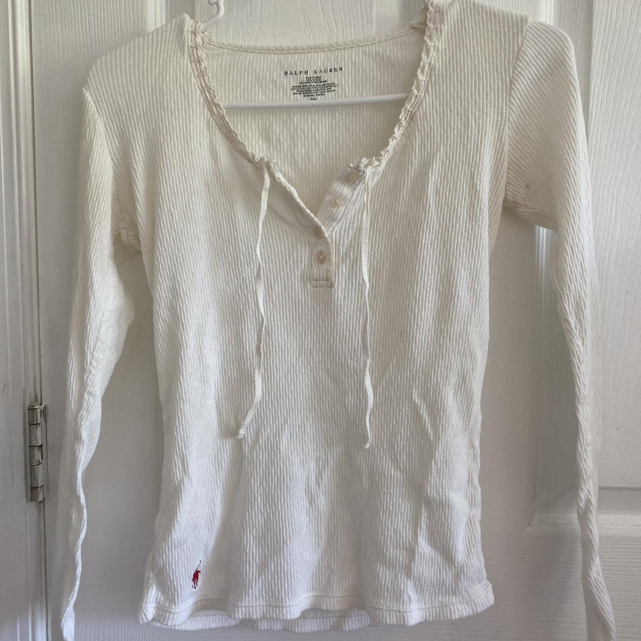 super cute white henley shirt ♡ from 2000s, ralph... - Depop