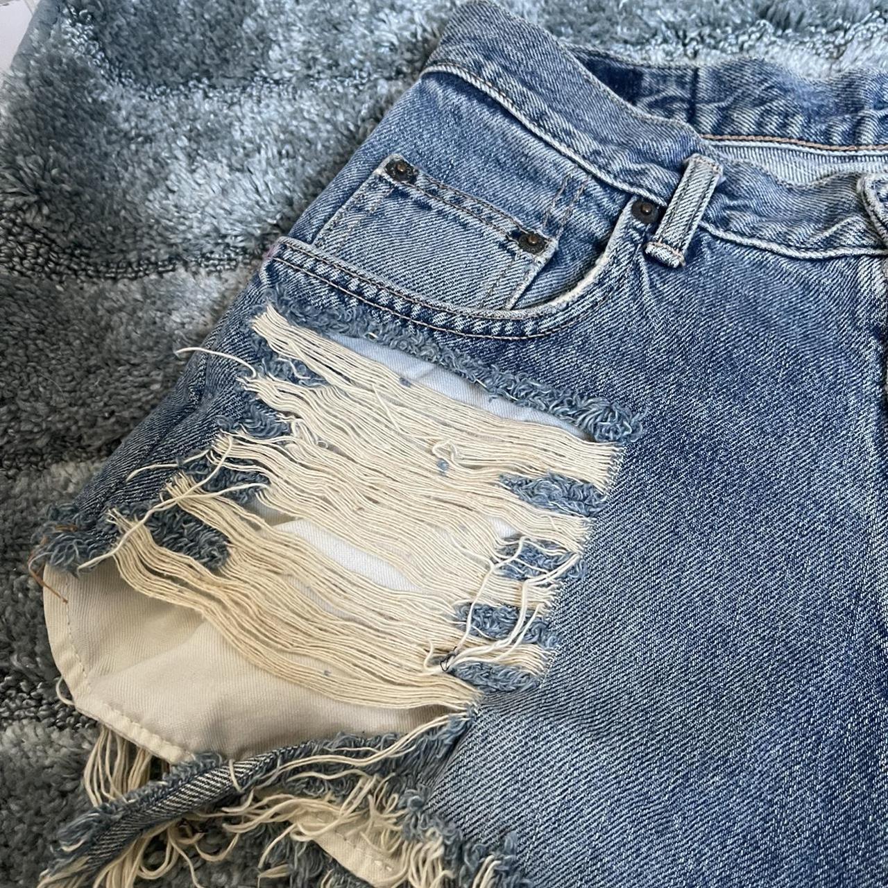 Jean (denim) shorts with rips. In perfect condition.... - Depop