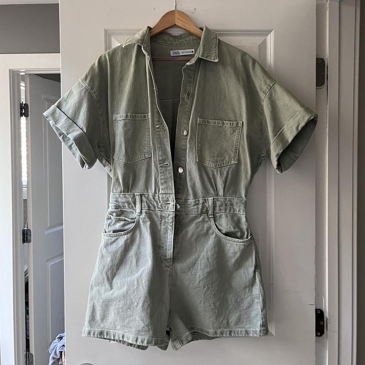 Zara Romper - buttons at top and zips up in crotch... - Depop