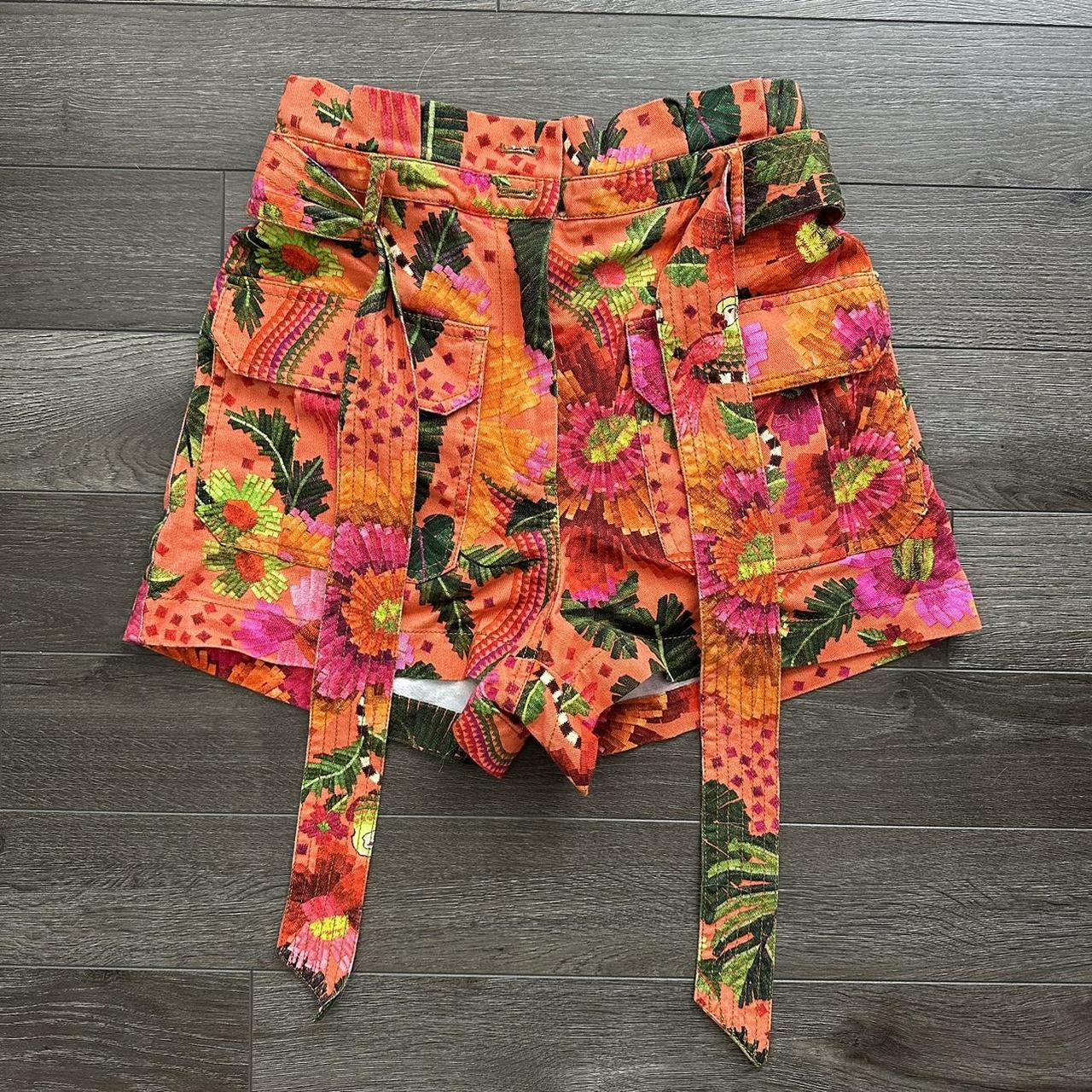 Farm Rio - Orange Cotton Garden Shorts Size... - Depop