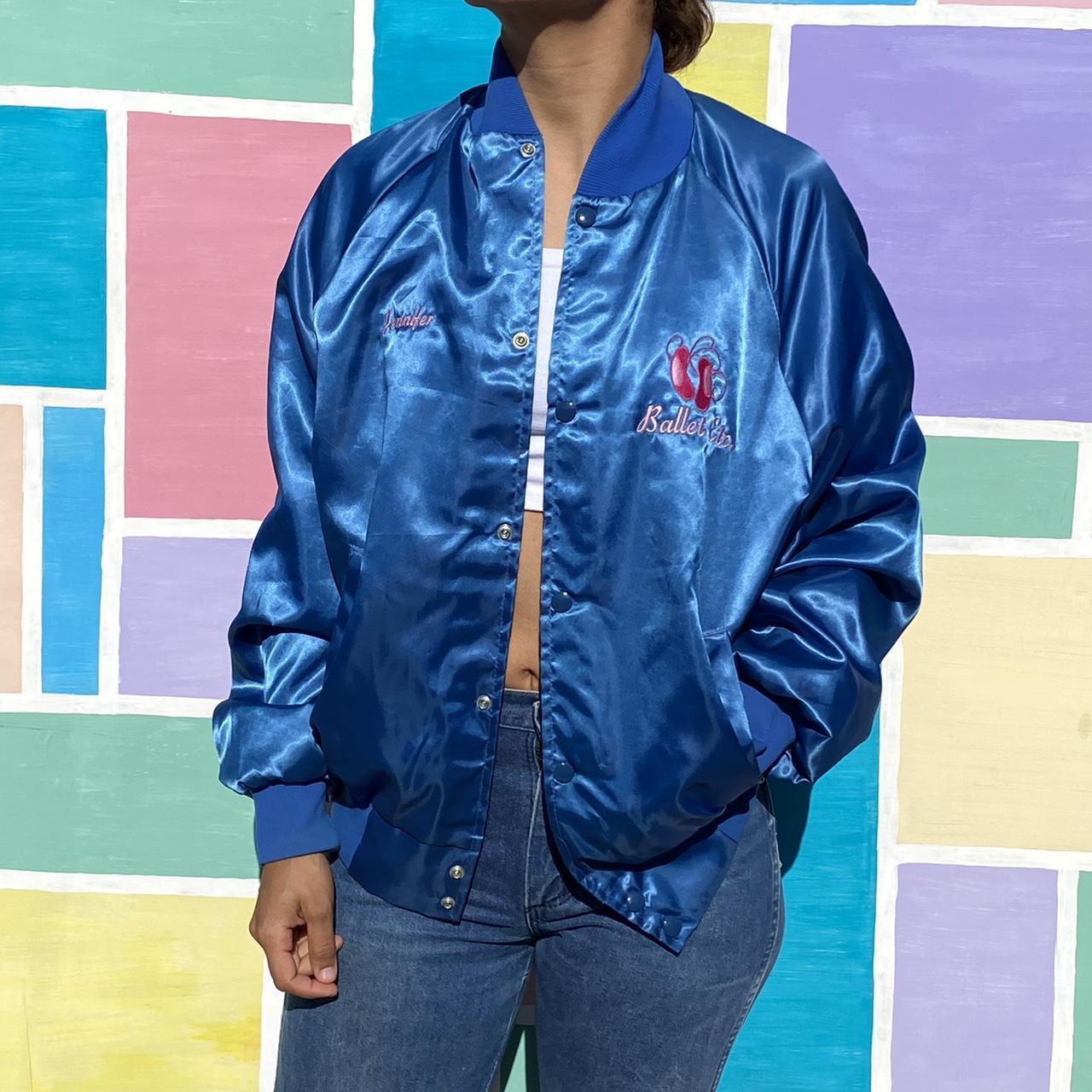 Vintage light blue 80s bomber jacket made in USA... - Depop