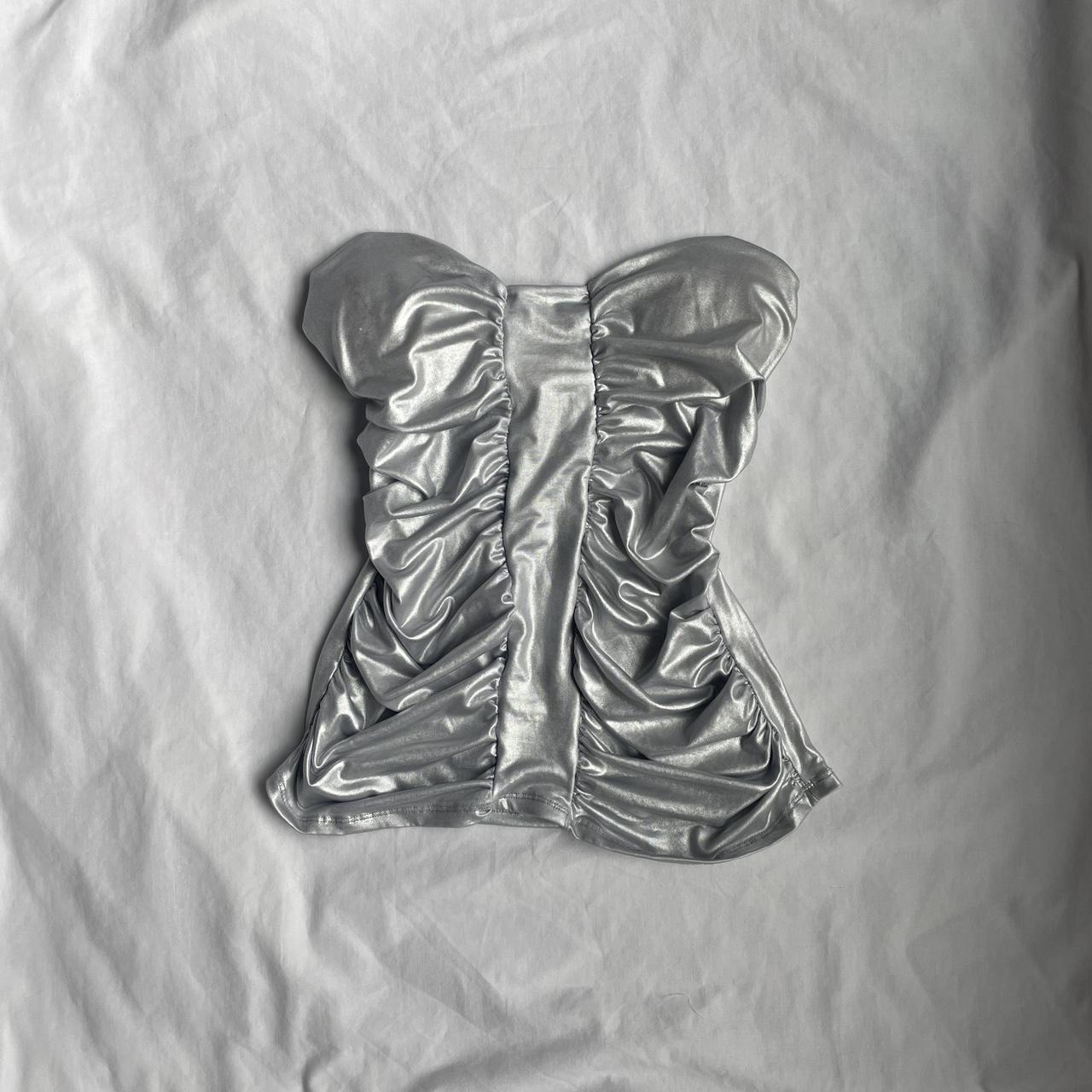 vintage silver tube top (with built-in cups) ⊹ ࣪... - Depop