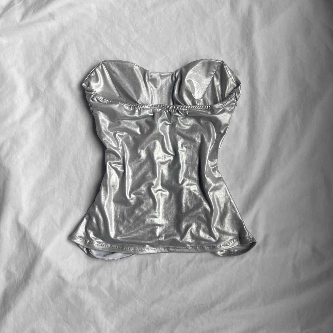 vintage silver tube top (with built-in cups) ⊹ ࣪... - Depop
