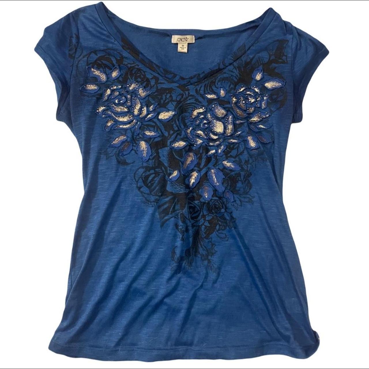 Cache brand Y2K grunge rose 3d design tee Model is a... - Depop