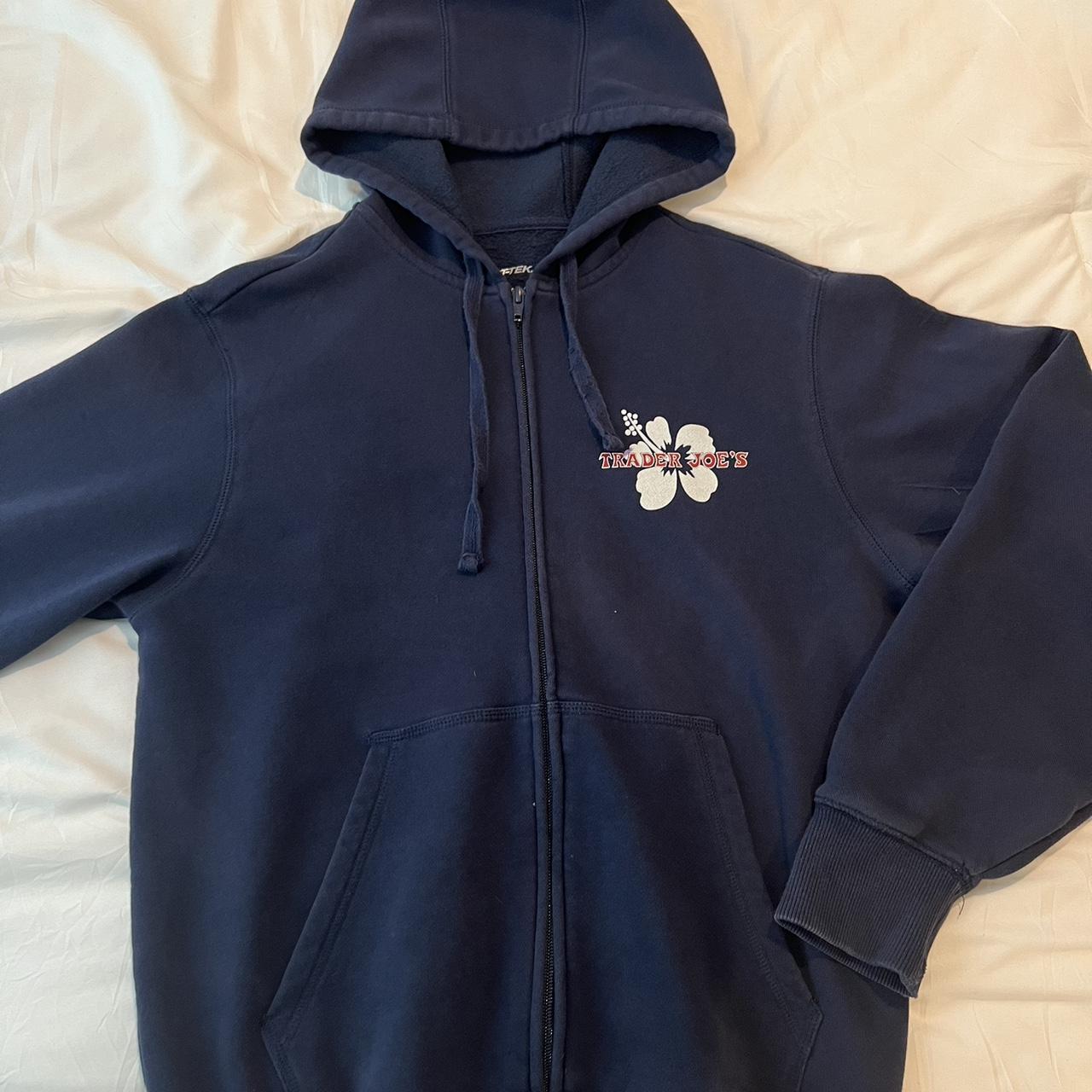 Trader Joe’s Navy Blue Zip-up Jacket - Depop