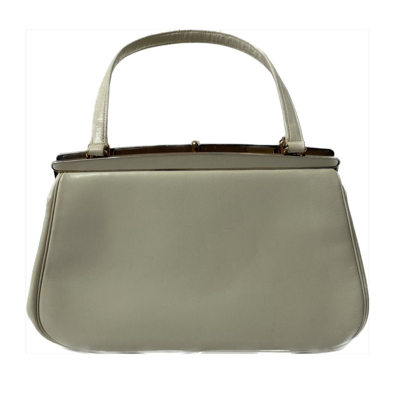 Vintage 50's Block Brand Ivory Leather Purse Handbag... - Depop