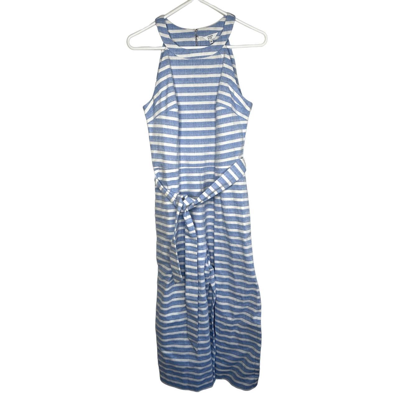 New Crown & Ivy Striped Capri Romper Jumpsuit... - Depop