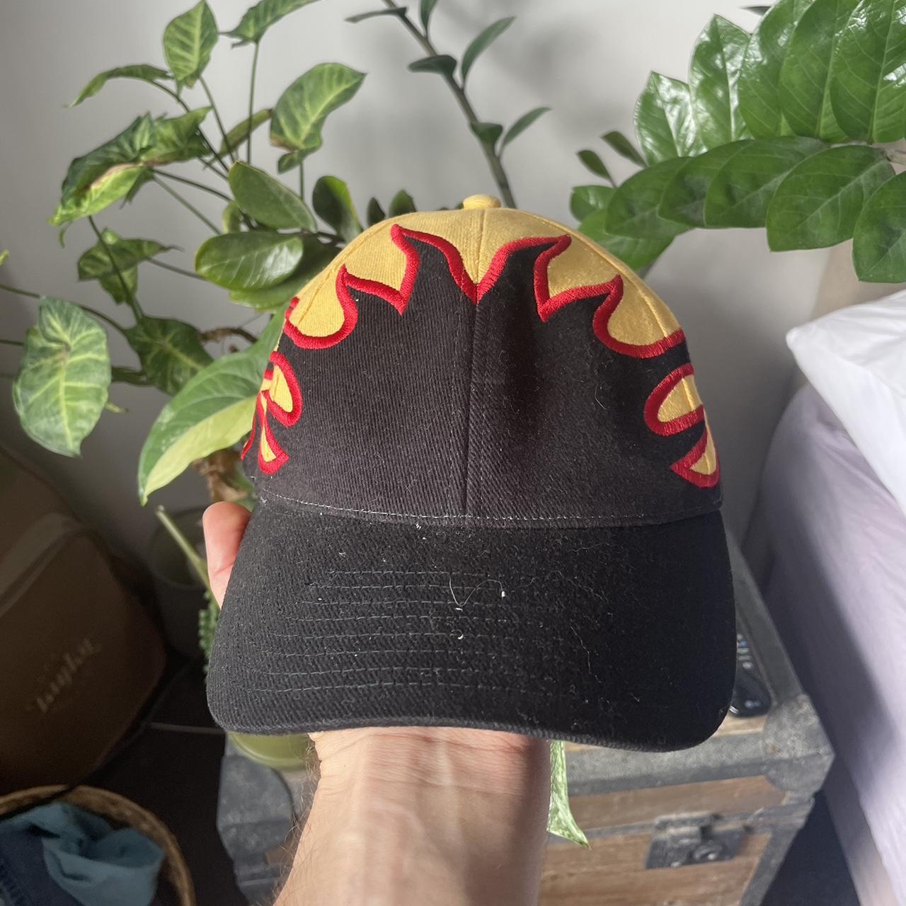 y2k flames cap excellent condition good fit on... - Depop